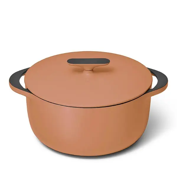 CARAWAY Enameled Cast Iron 6.5 Qt Dutch Oven With Flat Lid - Rust