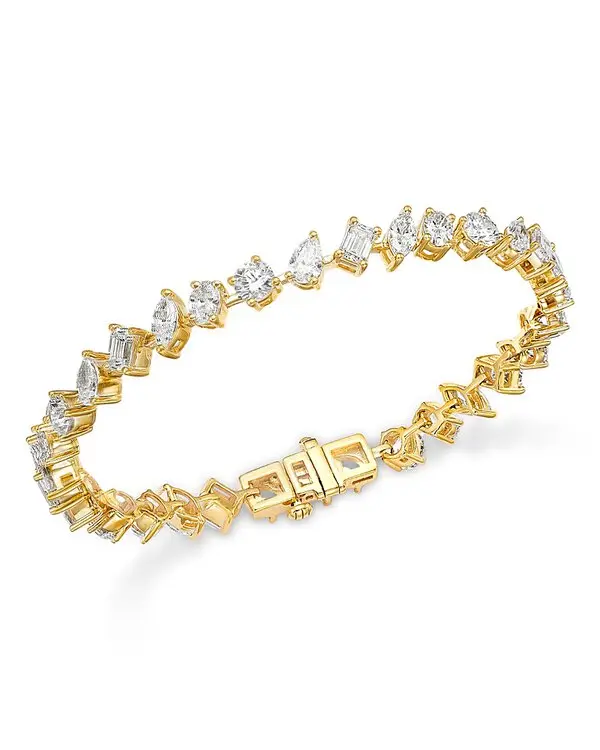 Bloomingdale'S 18k Yellow Gold 10.00 Tcw Lab Grown Diamond Tennis Bracelet - White/gold
