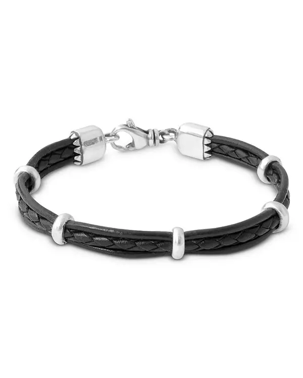 KING BABY STUDIO Sterling Silver And Leather Bracelet - Black/silver