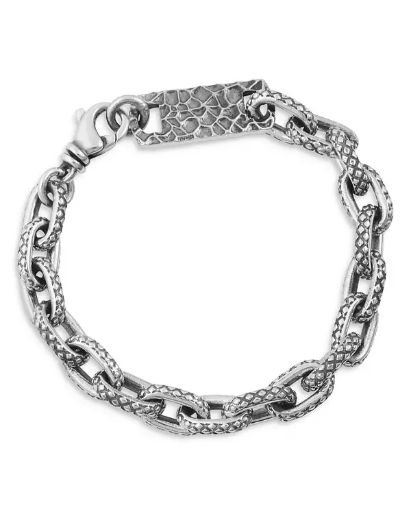 KING BABY STUDIO Sterling Crosshatch Oval Link Bracelet - Silver