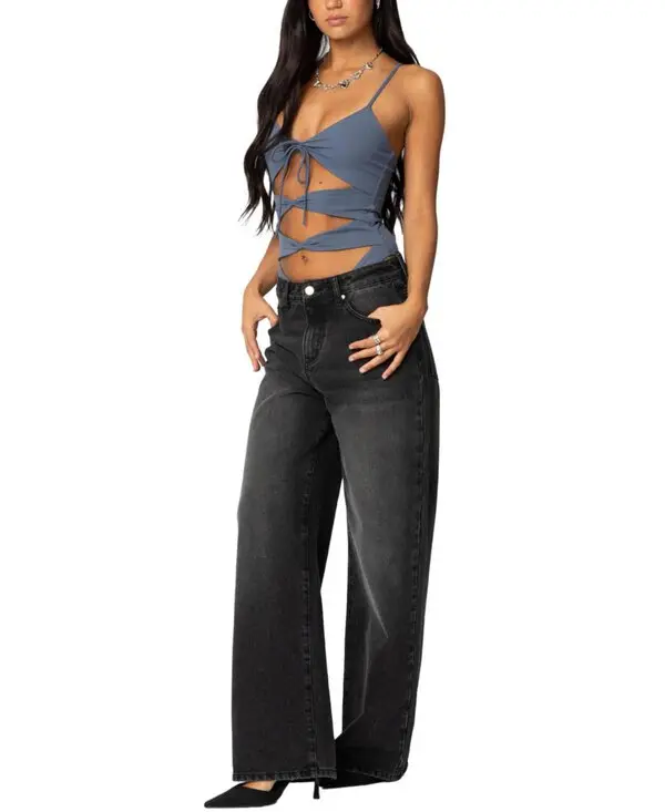 EDIKTED Serene Cut Out Bodysuit - Navy