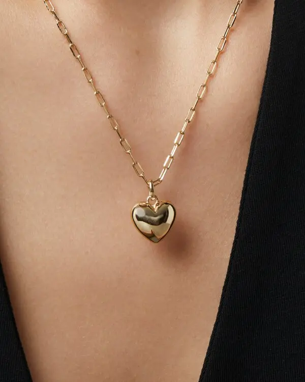 ANA LUISA Puffed Heart Pendant Necklace - Gold