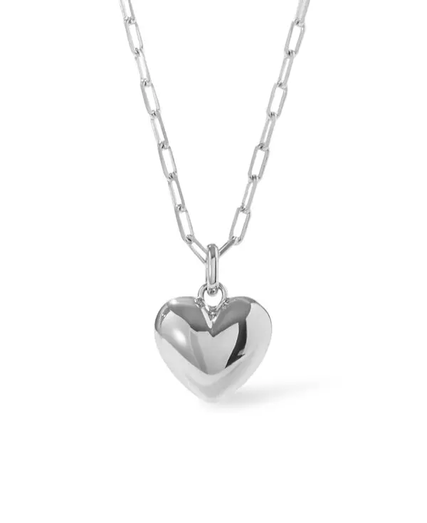 ANA LUISA Puffed Heart Pendant Necklace - Silver