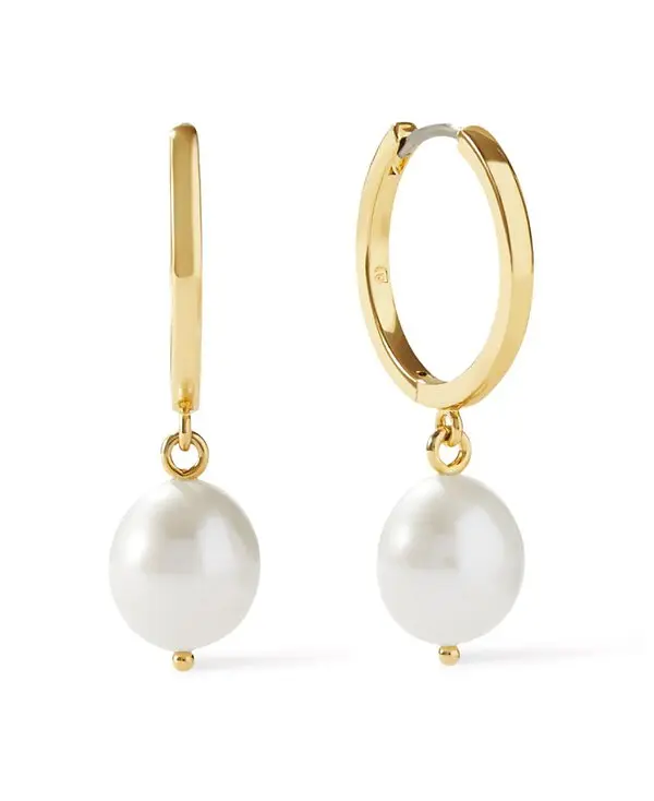 ANA LUISA Medium Frida Pearl Hoop Earrings - Gold