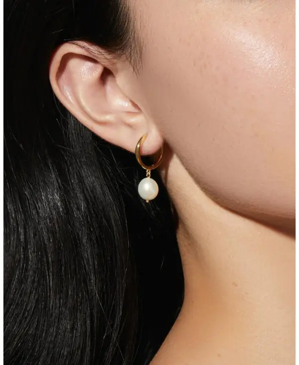 ANA LUISA Frida Pearl Hoop Earrings - Gold