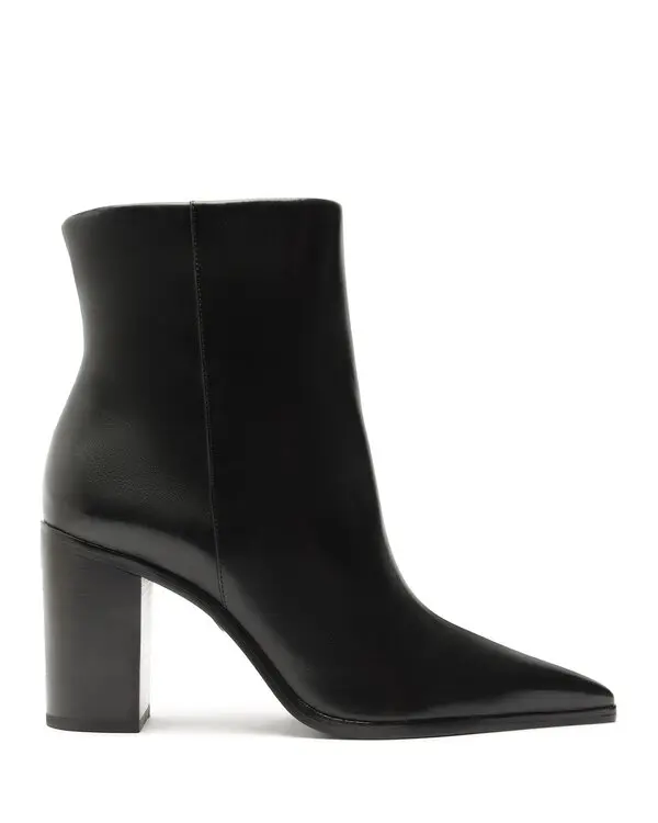 Schutz Mikki Block Heel Leather Boots - Black