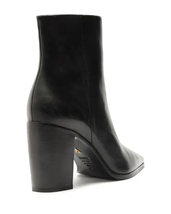 Schutz Mikki Block Heel Leather Boots - Black