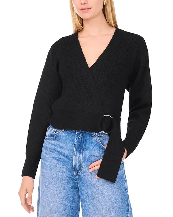 1.State Crossover Cropped Sweater - Rich Black