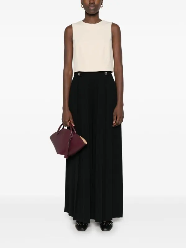 TWINSET Pleated Wide Leg Trousers - Black