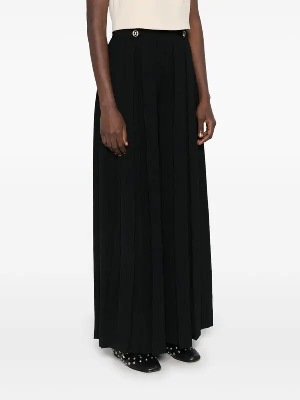 TWINSET Pleated Wide Leg Trousers - Black