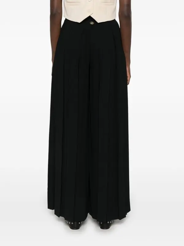 TWINSET Pleated Wide Leg Trousers - Black