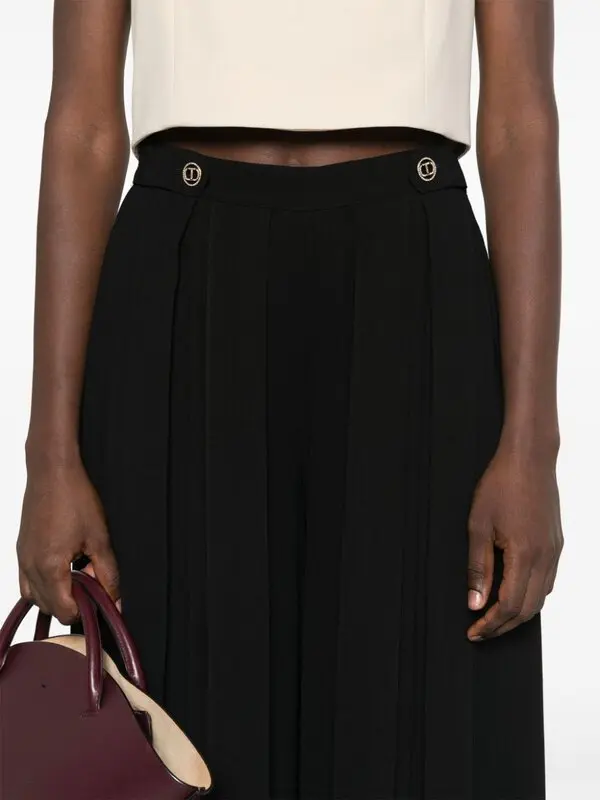 TWINSET Pleated Wide Leg Trousers - Black