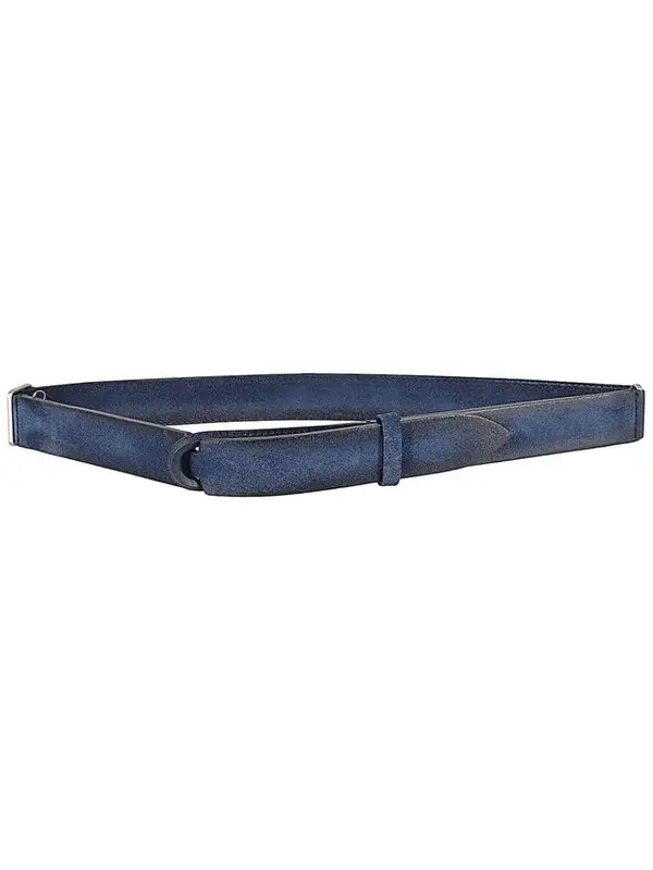 ORTIGNI Washed Leather Belt - Blue