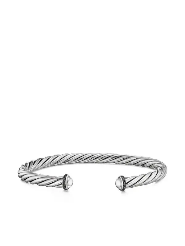 David Yurman Sterling Cable Cuff Bracelet With Diamonds - Silver