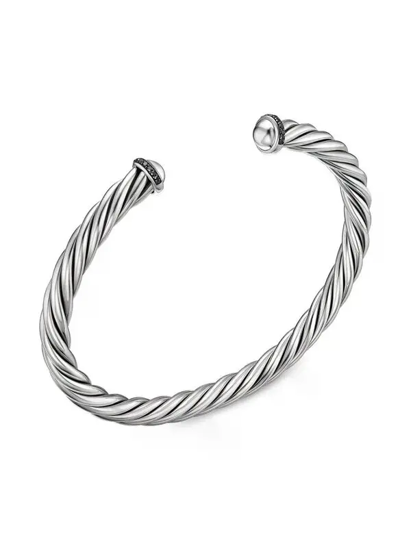 David Yurman Sterling Cable Cuff Bracelet With Diamonds - Silver