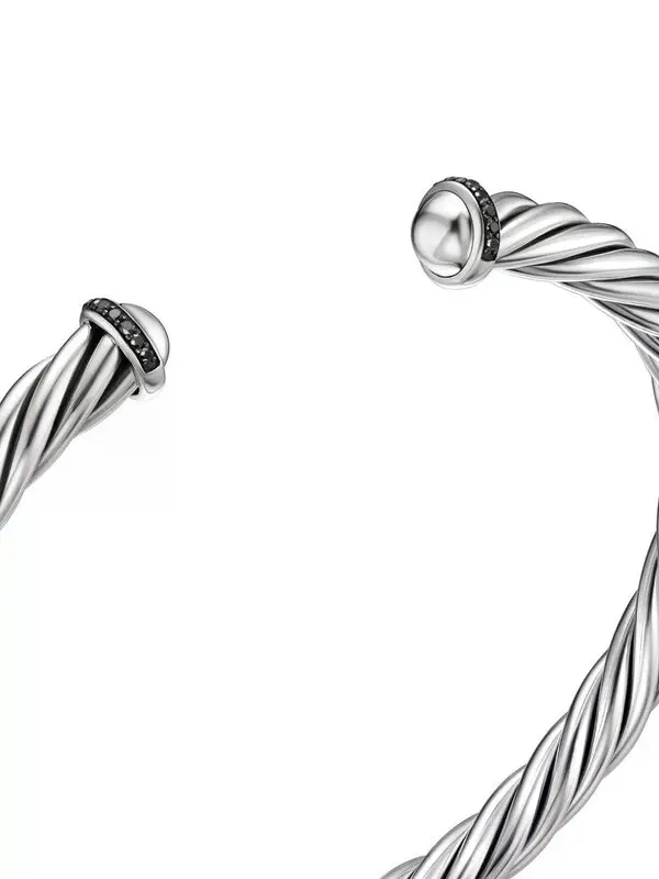David Yurman Sterling Cable Cuff Bracelet With Diamonds - Silver