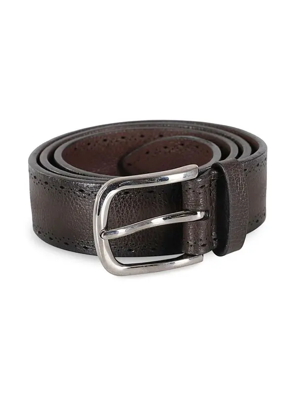 ORTIGNI Buckled Leather Belt - Brown