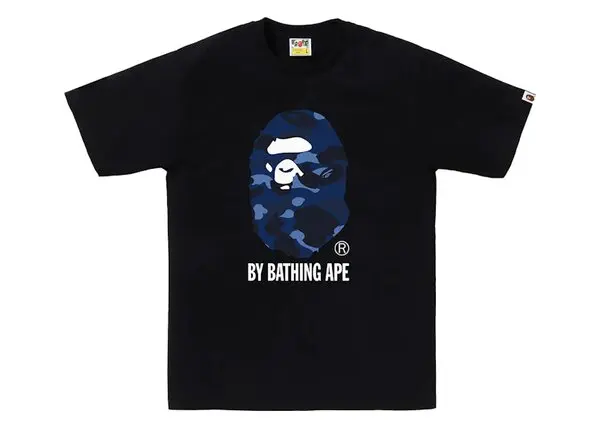 A BATHING APE Camo Bathing Ape Tee Shirt - Black/navy Blue