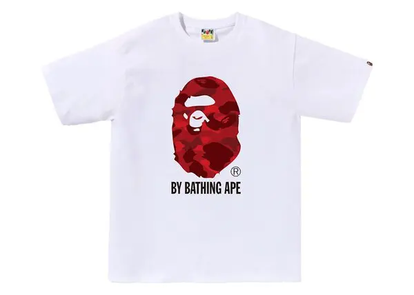 A BATHING APE Camo Bathing Ape Tee Shirt - White/red