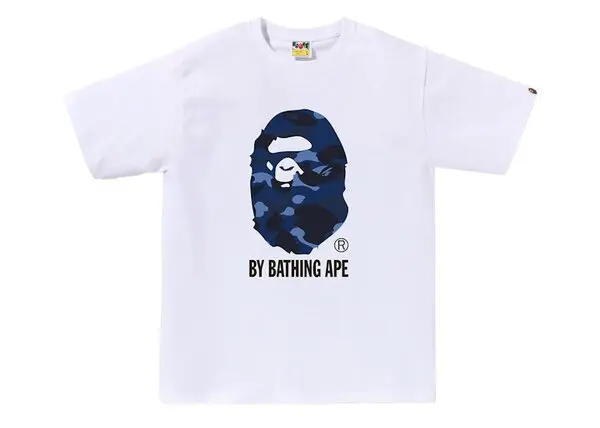 A BATHING APE Camo Bathing Ape Tee Shirt - White/navy Blue