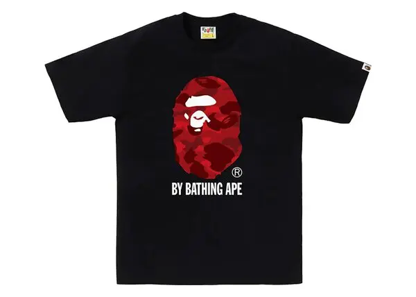 A BATHING APE Camo Bathing Ape Tee Shirt - Black/red
