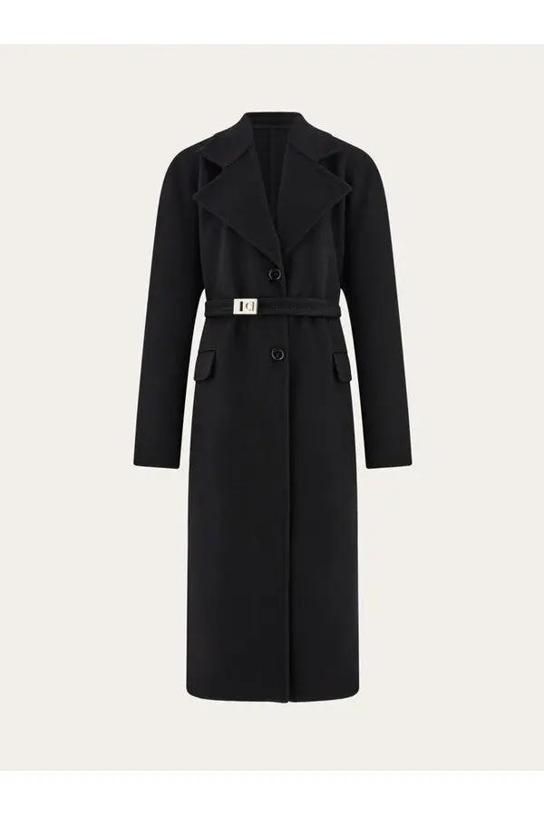 FERRAGAMO Single-breasted Virgin Wool And Cashmere Coat - Black