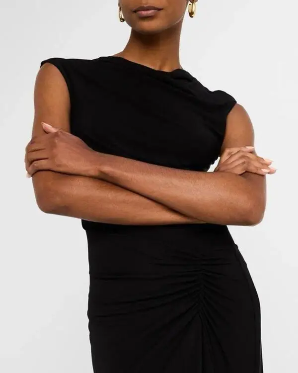 Simkhai Acacia Sleeveless Gathered Midi Dress - Black