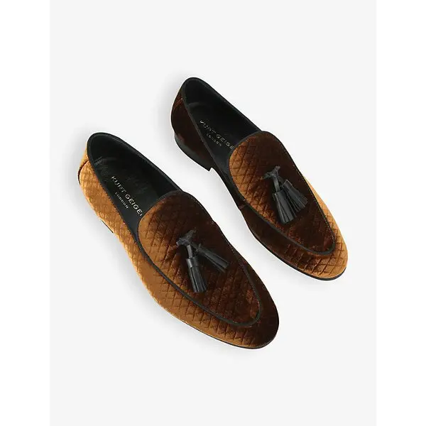Kurt Geiger Henry Brown Tassel Quilted Velvet Handmade Loafers - Size 9 - New Henry Brown Velvet Loafers for Men | Kurt Geiger main image 4