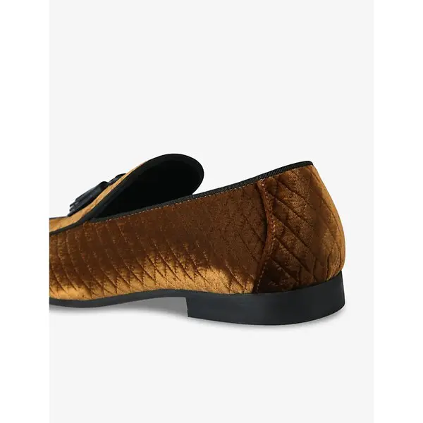 Kurt Geiger Henry Quilted Velvet Loafers In Tan - 54% Off  display picture 1