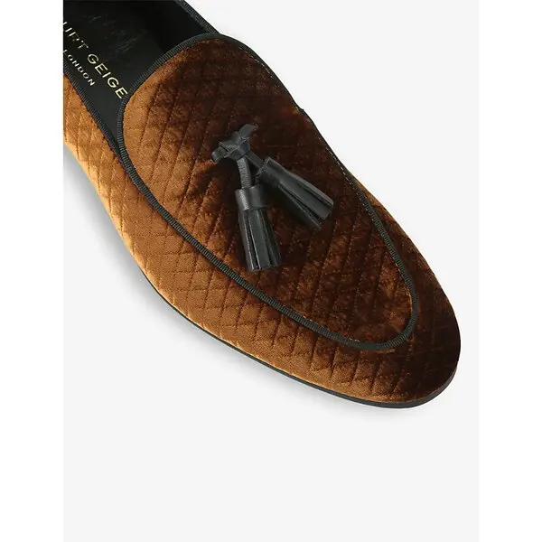 Kurt Geiger Henry Brown Tassel Quilted Velvet Handmade Loafers - Size 9 - New Henry Brown Velvet Loafers for Men | Kurt Geiger main image 2