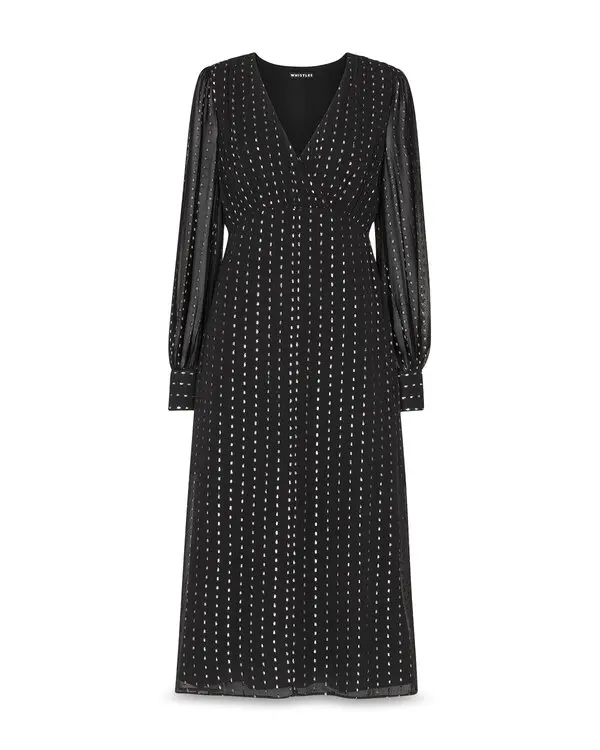 Whistles Petites Metallic Stripe Midi Dress