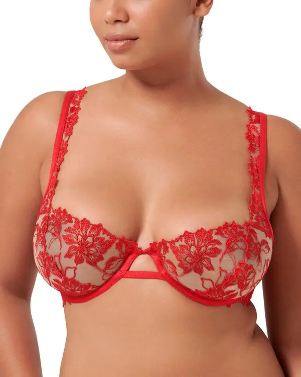 Bluebella Samara Embroidered Underwire Bra - Red/sheer
