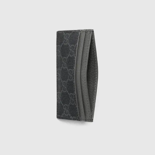 Gucci Grey Trim Gg Card Case Gg Canvas - Black