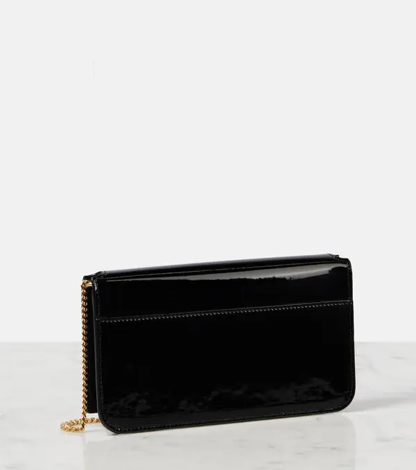 Saint Laurent Cassandre Patent Leather Phone Pouch - Black
