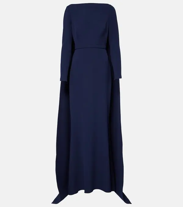 Safiyaa Ginevra Caped Crêpe Gown - Blue