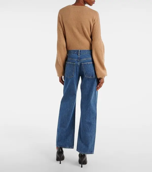 Khaite Kerrie Mid-rise Wide-leg Jeans - Blue