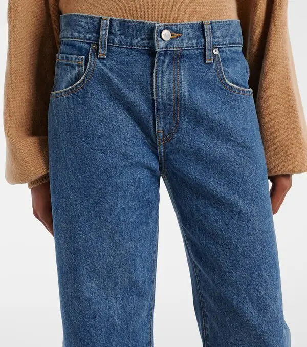 Khaite Kerrie Mid-rise Wide-leg Jeans - Blue