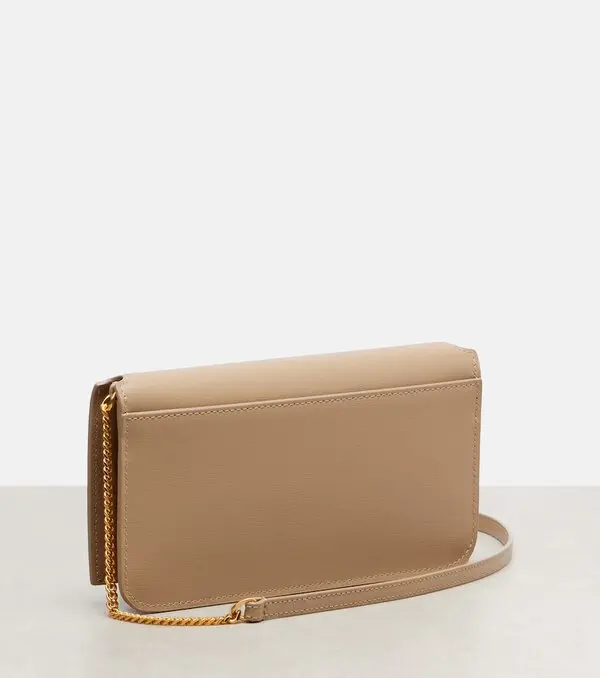 Saint Laurent Cassandre Leather Phone Pouch - Beige