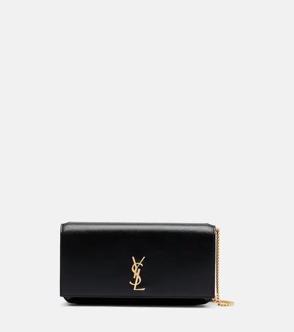 Saint Laurent Cassandre Leather Phone Pouch - Black