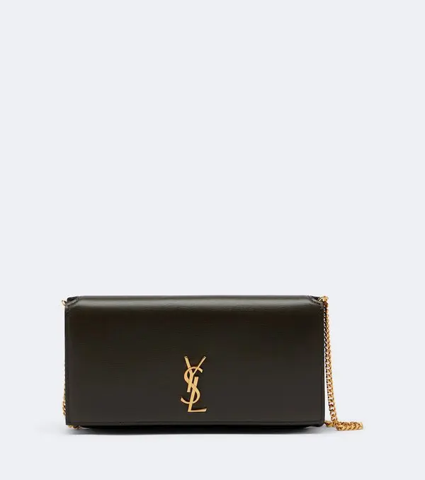 Saint Laurent Cassandre Leather Phone Pouch - Burgundy
