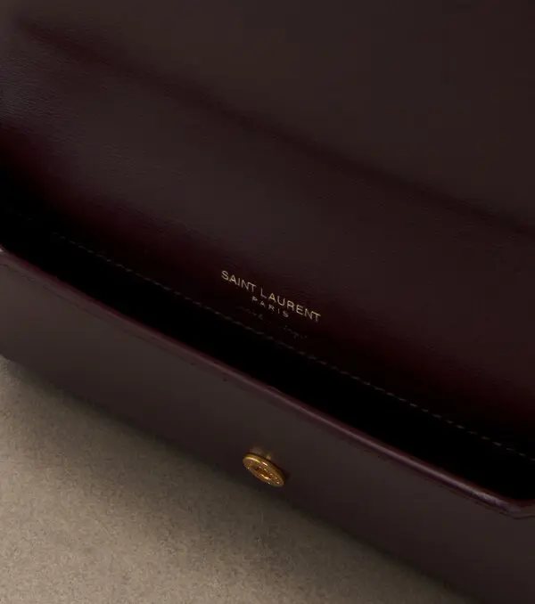 Saint Laurent Cassandre Leather Phone Pouch - Burgundy