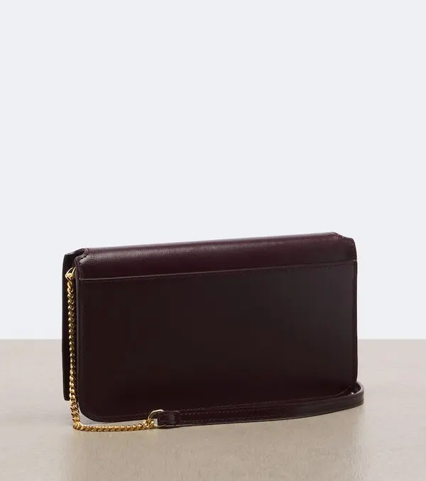 Saint Laurent Cassandre Leather Phone Pouch - Burgundy