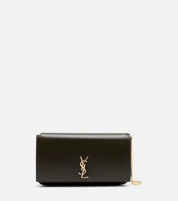 Saint Laurent Cassandre Leather Phone Pouch - Grey