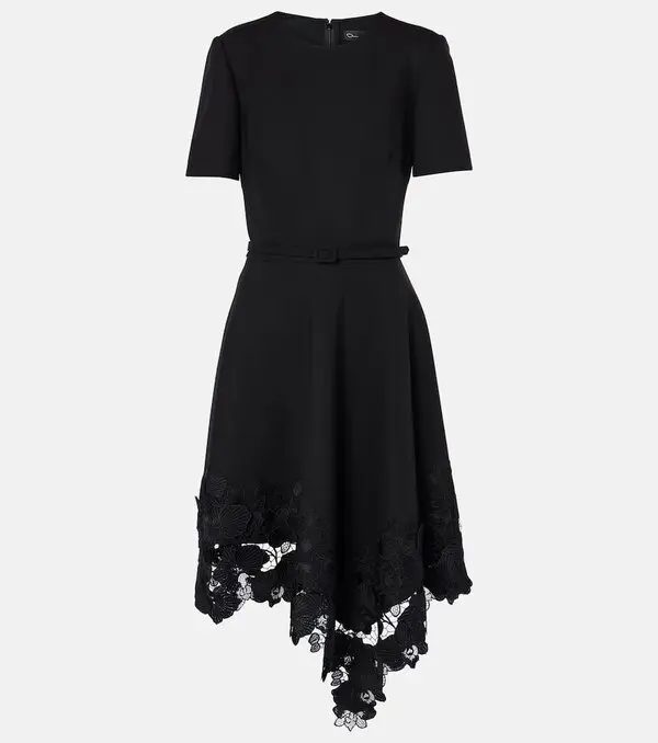 Oscar De La Renta Asymmetric Wool-blend Midi Dress