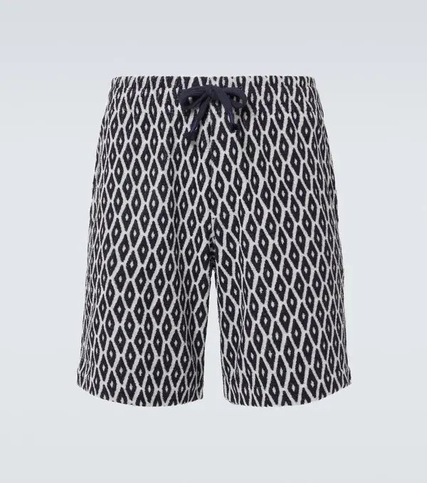 Orlebar Brown Printed Cotton-blend Terry Shorts - Black