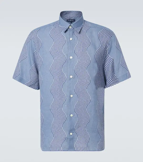 Frescobol Carioca Castro Printed Linen Shirt - Blue