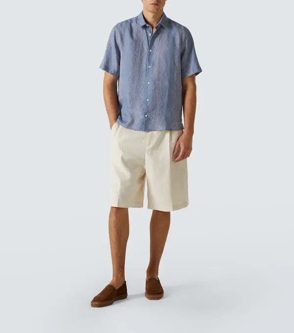 Frescobol Carioca Castro Printed Linen Shirt - Blue