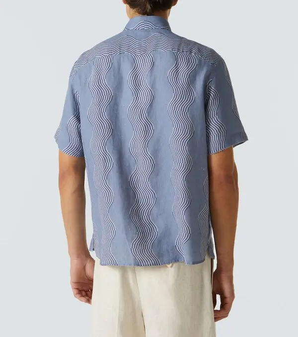 Frescobol Carioca Castro Printed Linen Shirt - Blue