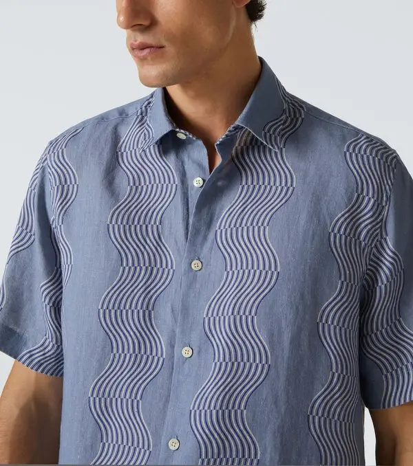 Frescobol Carioca Castro Printed Linen Shirt - Blue