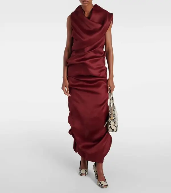 Khaite Luola Draped Silk Top - Red